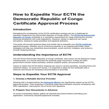 How to Expedite Your ECTN the Democratic Republic of Congo Certificate Approval Process.pdf
