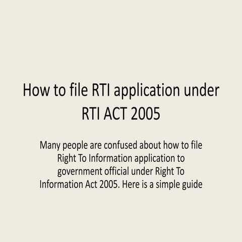 How to file rti application under rti act | PPTX