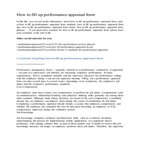 How to fill up performance appraisal form | DOCX