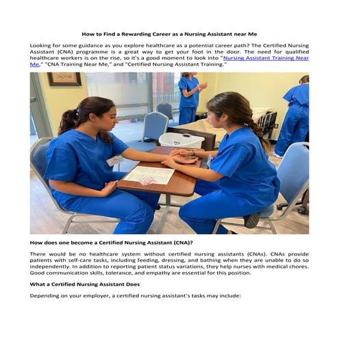 How to Find a Rewarding Career as a Nursing Assistant Near Me? | PDF ...