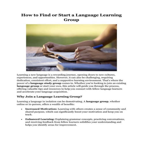 How to Find or Start a Language Learning Group | PDF
