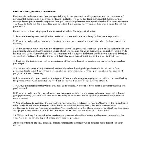 How to find periodontal dentist | PDF