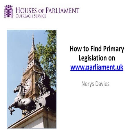 How to find primary legislation on the parliament.uk