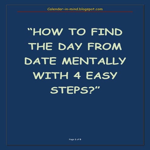 How to find the day from date mentally? | PDF