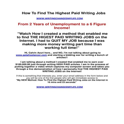 How to find the highest paid writing jobs | PDF