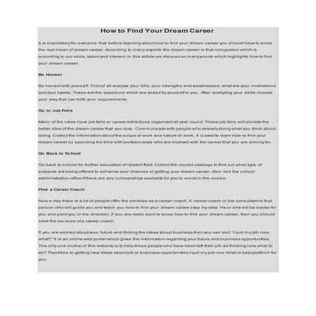 How to find your dream career | DOCX
