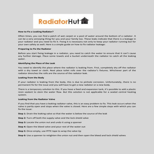 How to Fix a Leaking Radiator? | PDF