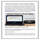 How to Fix 'Printer in an Error State' problem