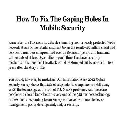 How To Fix The Gaping Holes In Mobile Security