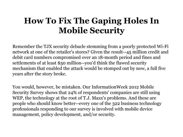 How To Fix The Gaping Holes In Mobile Security