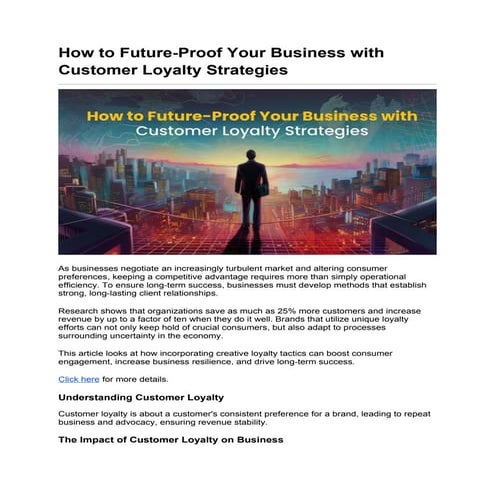 How to Future-Proof Your Business with Customer Loyalty Strategies.docx | Marketing and ...