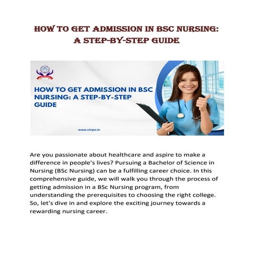 How to Get Admission in BSc Nursing | PDF | College Planning | College ...