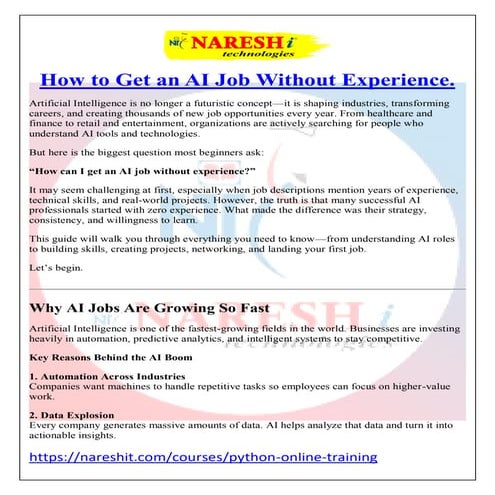 How to Get an AI Job Without Experience. | PDF