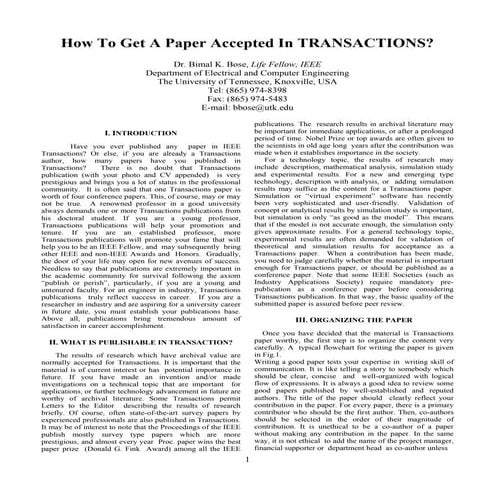How to get a paper accepted in transactions | PDF