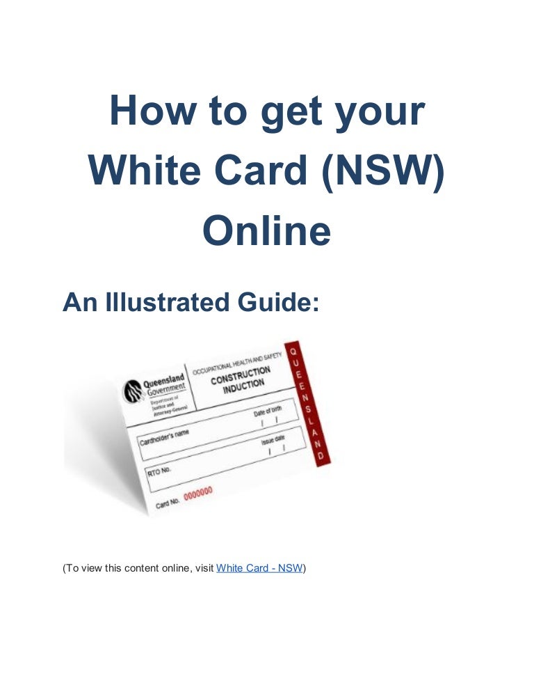How to get a White Card Online in NSW
