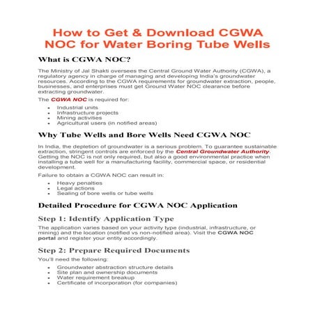 How to Get & Download CGWA NOC for Water Boring Tube Wells.pdf