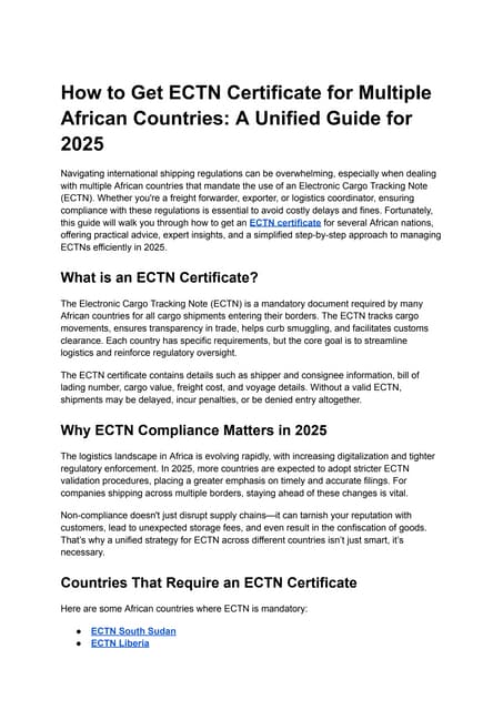 Chad ECTN Certificate Procedure BSC Africa | PDF