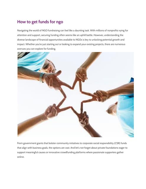 Mobilizing and managing of resources for NGOs | PDF | Government ...