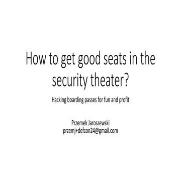 How to get good seats in the security theater | PPTX
