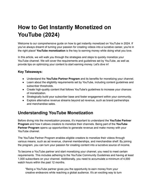YouTube Mastery, Monetization, and Revenue Checklist | PDF