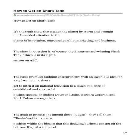 Shark tank innovation challenge | PPTX