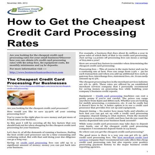 How to Get the Cheapest Credit Card Processing Rates | PDF