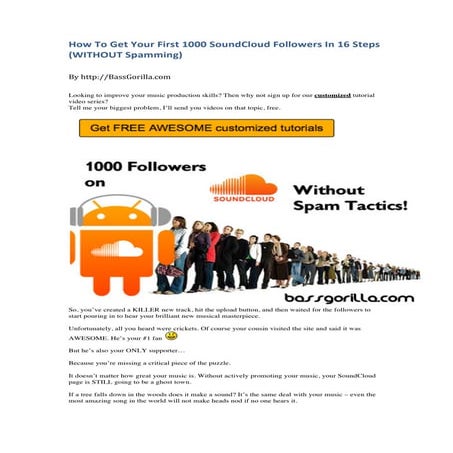 How to get your first 1000 sound cloud followers in 16 steps | PDF | Social Networking | Internet