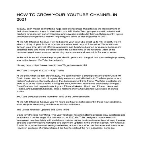 How to grow your youtube channel in 2021 | PDF
