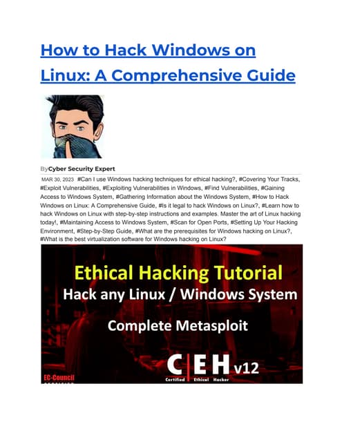 How to Use Linux Forensic Analysis Tools for Digital Investigations.pdf | Operating Systems ...