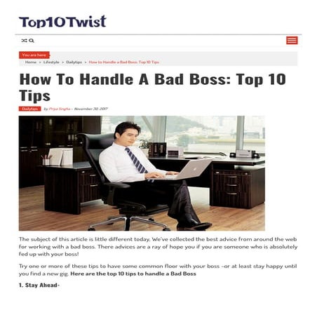 How to handle a bad boss top 10 tips | PDF