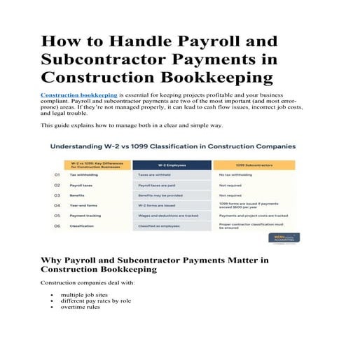 How to Handle Payroll and Subcontractor Payments in Construction ...