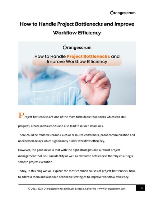 How To Handle Project Bottlenecks And Improve Workflow Efficiency Pdf