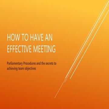 How To Have an Effective Meeting | PPT