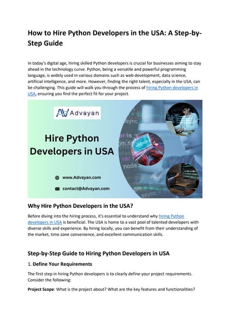 Guide To Hiring Dedicated Python Developers In India.pdf | Web Development | Internet
