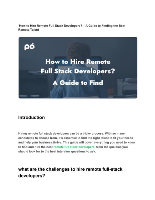 How to hire remote developers | PPT