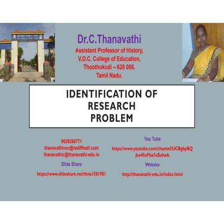 How to identify a research problem - Dr.C.Thanavathi | PPT