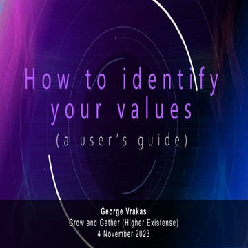 How to identify your values (a user’s guide) by George Vrakas | PPTX