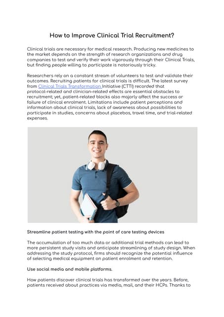 Patient Recruitment and Retention in Clinical Trial | PPTX | Healthcare ...