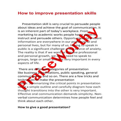 How to improve presentation skills | PDF