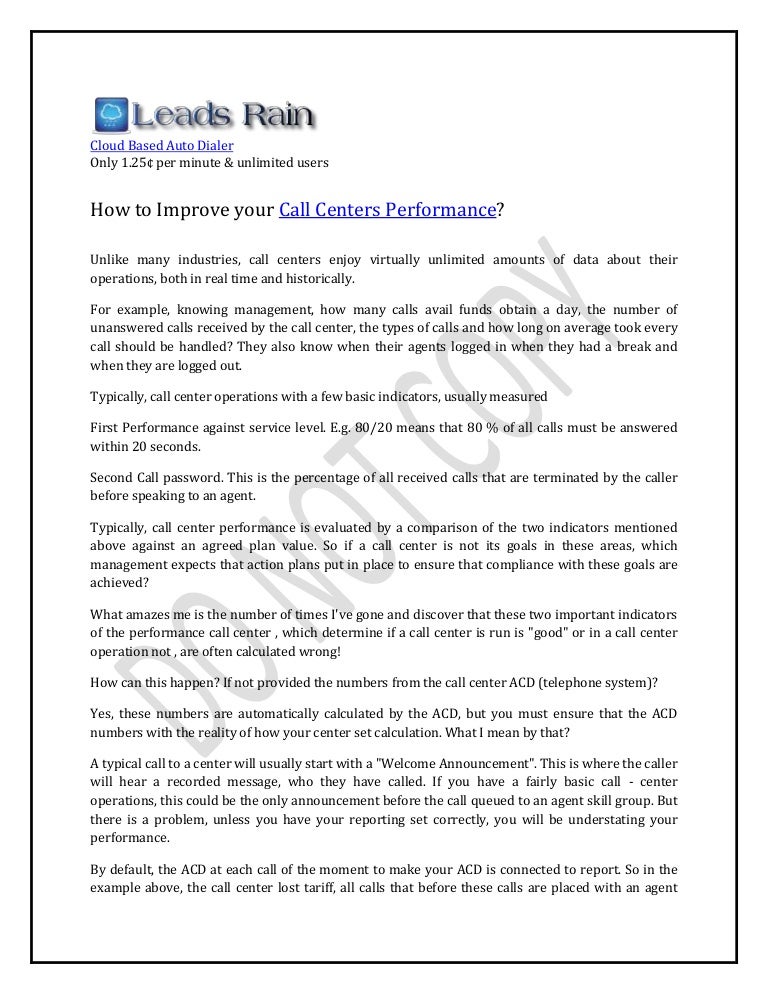 How to improve your call centers performance