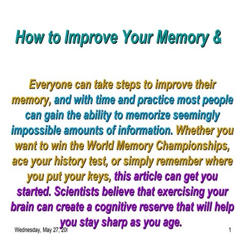 How to improve memory