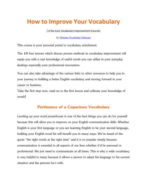 How to improve your english vocabulary | PPT