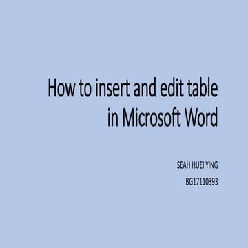 How to insert and edit table in microsoft word | PPTX