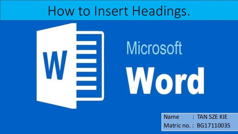 How To Insert Headings In Microsoft Word How To Insert Headings In Microsoft Word