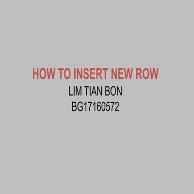 Insert New Row For Excel Ppt 