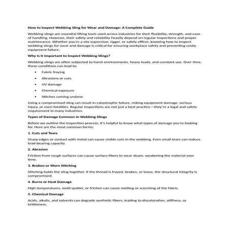 Nylon Web Slings Inspection Checklist | PPTX