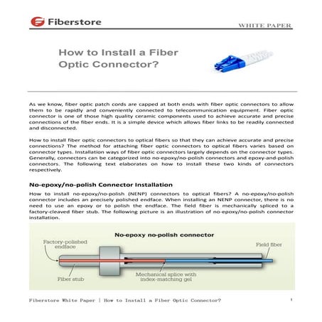 How to Install a Fiber Optic Connector? | PDF