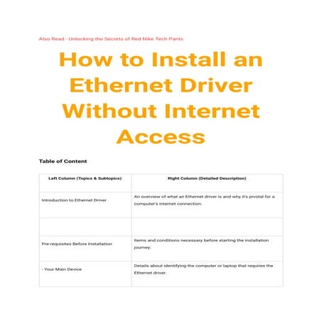 How To Install An Ethernet Driver Without Internet Accesspdf