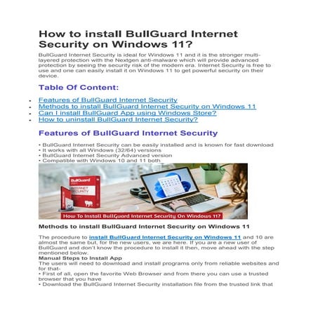 How to install BullGuard Internet Security on Windows 11? | PDF