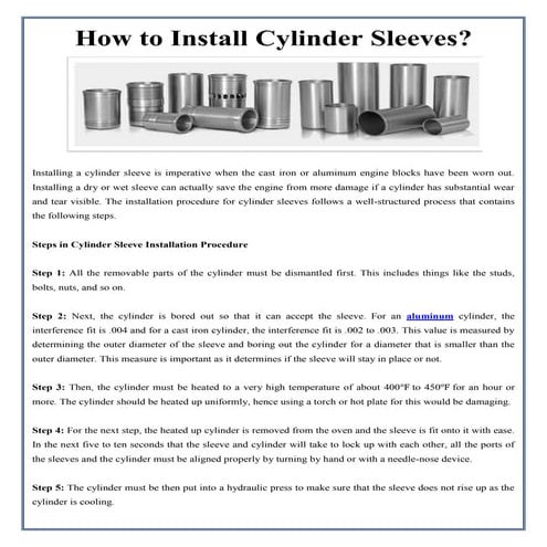 How to install cylinder sleeves | PDF
